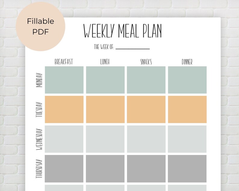 Weekly Meal Planner, Editable Planner, Meal Planner Printable, 8.5x11 ...