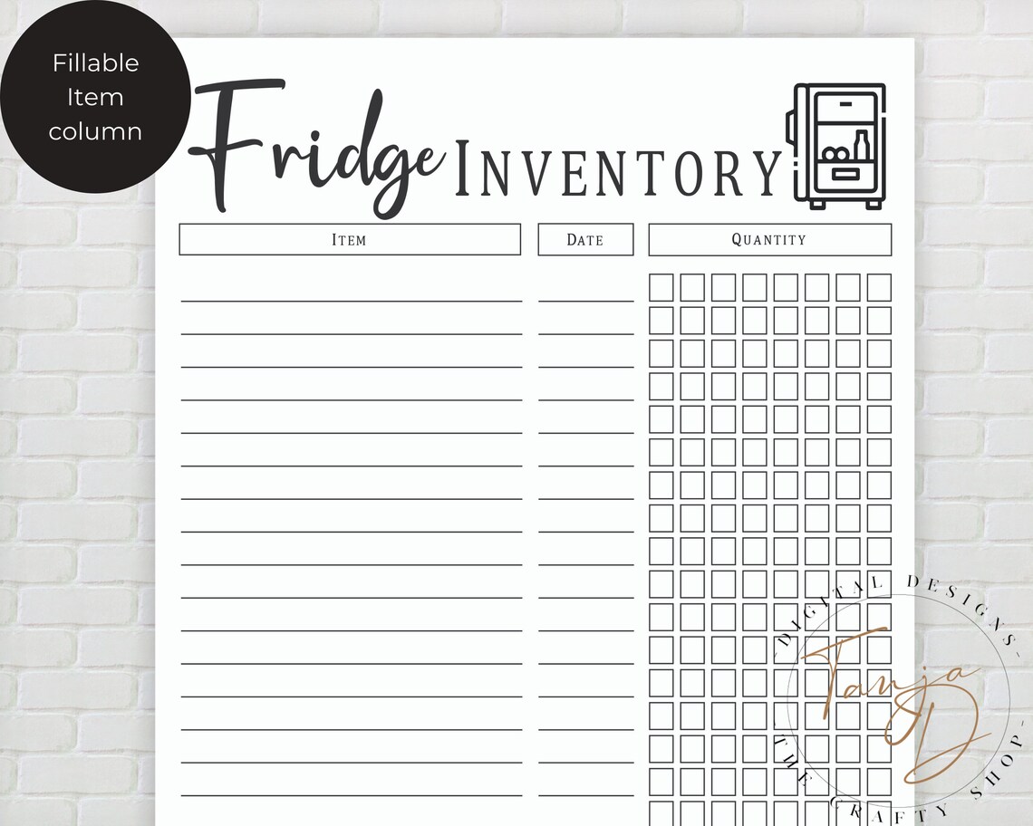 Food Inventory Printables, Fillable PDF, Pantry Inventory, Fridge ...