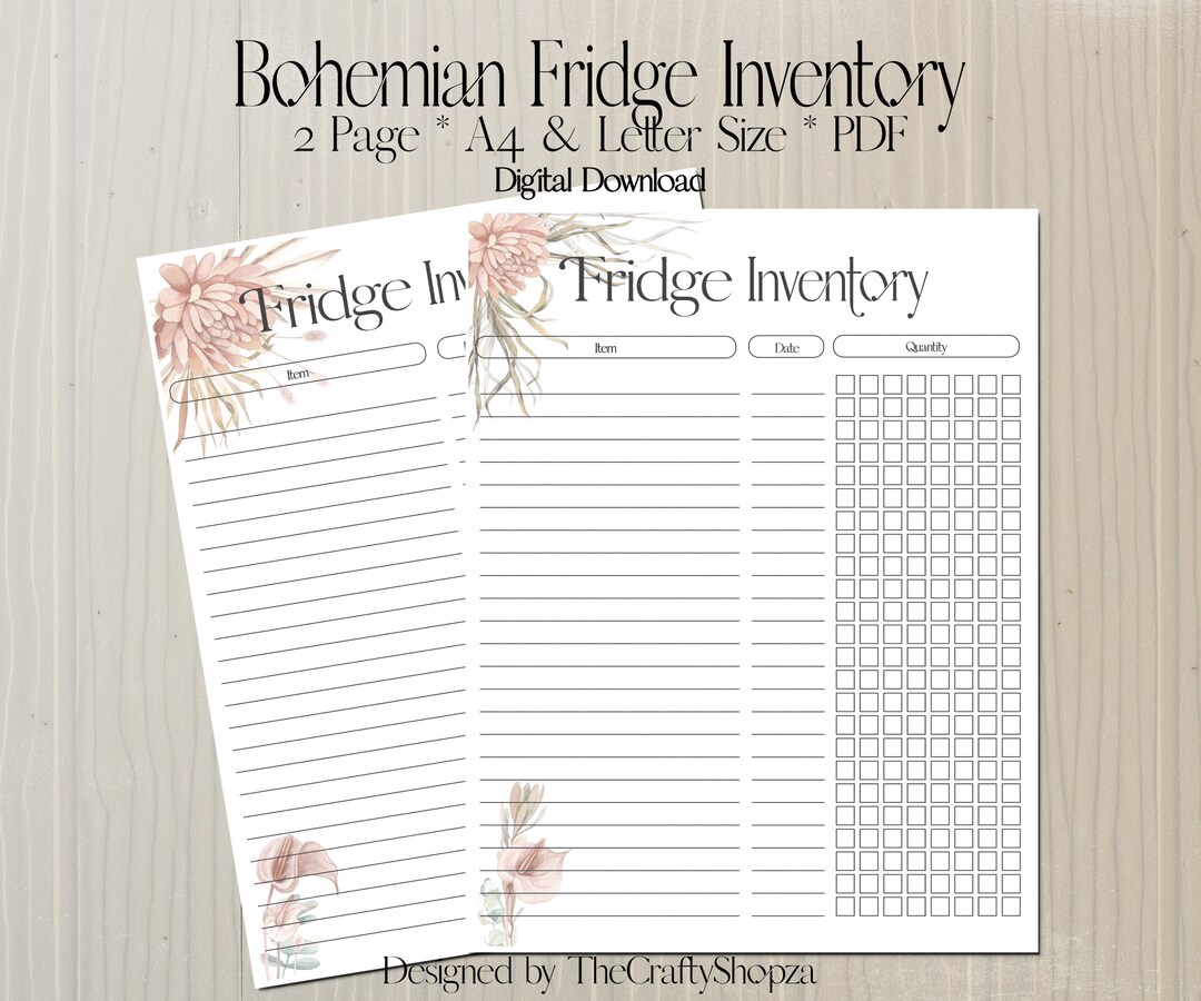 Fridge Inventory, Fillable PDF, Fridge Inventory Checklist, Kitchen ...