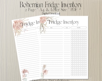 Fridge Inventory, Fillable PDF, Fridge Inventory Checklist, Kitchen ...