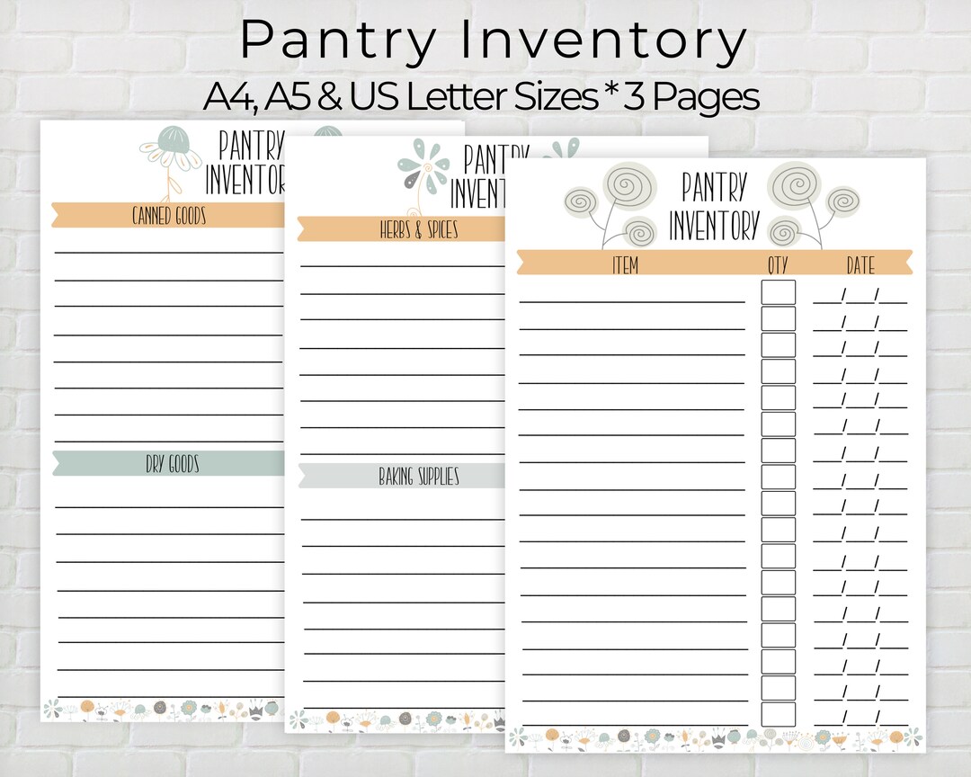Pantry Inventory, Fillable PDF, Pantry Organization Page, PDF Printable ...
