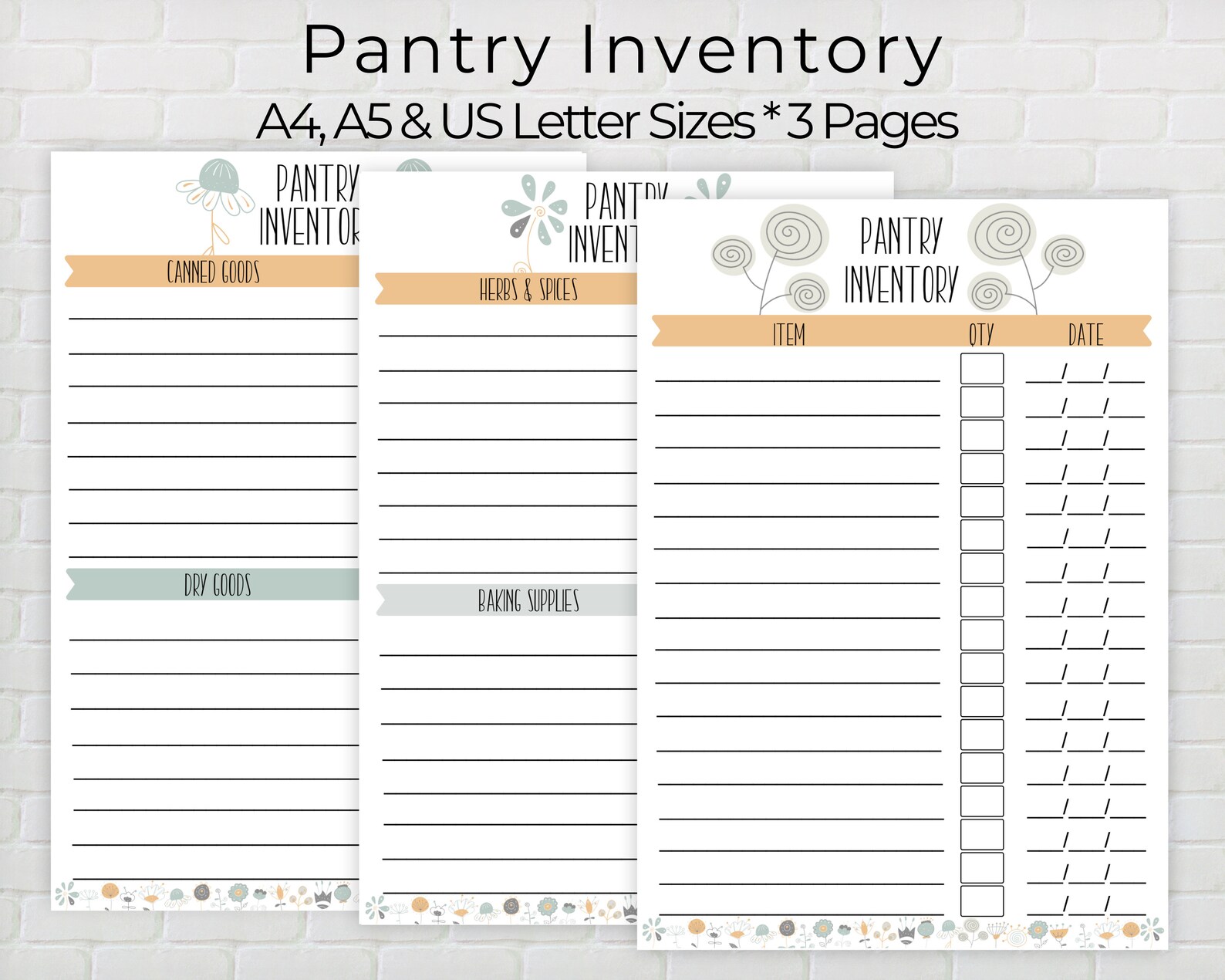 Pantry Inventory, Fillable PDF, Pantry Organization Page, PDF Printable ...