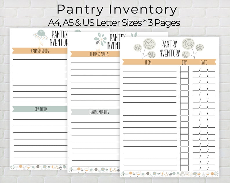Pantry Inventory, Fillable PDF, Pantry Organization Page, PDF Printable ...