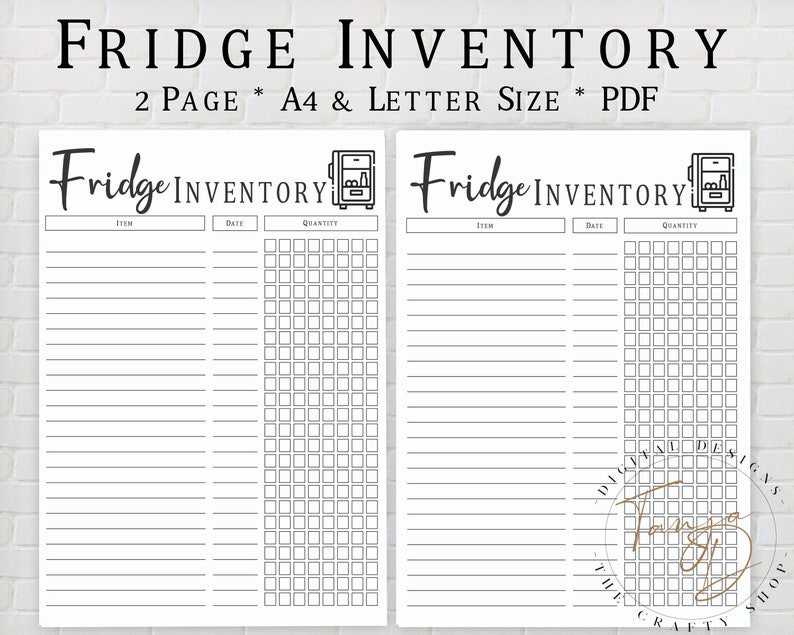 Fridge Inventory, Fillable PDF, Fridge Inventory Checklist, Kitchen ...