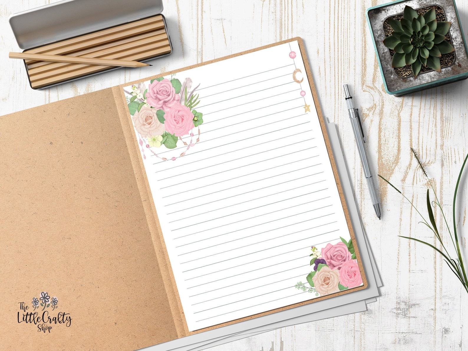 Pink Boho Printable Stationery Digital Paper Letter Paper | Etsy