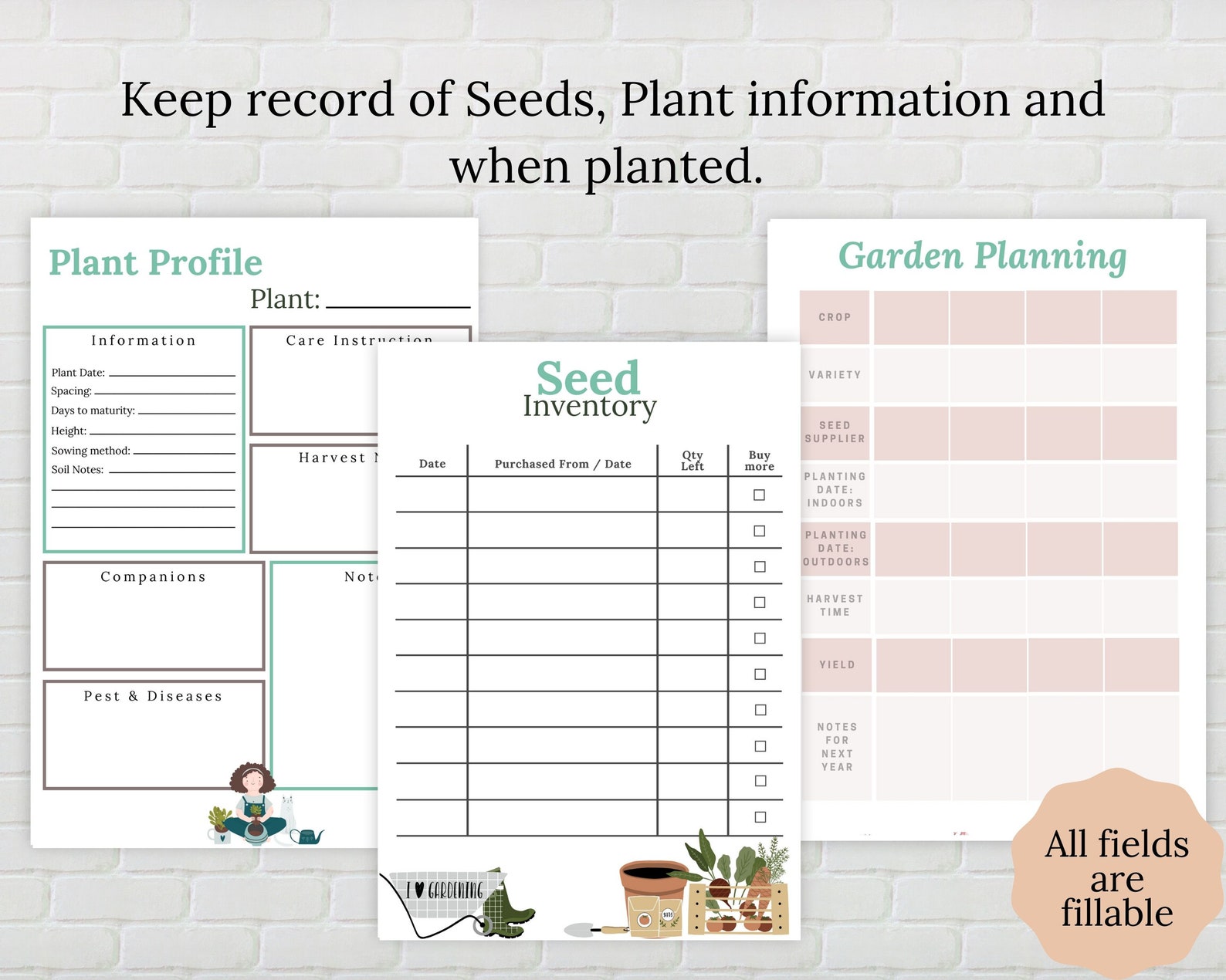 Garden Planner Fillable PDF Printable Garden Planner PDF - Etsy
