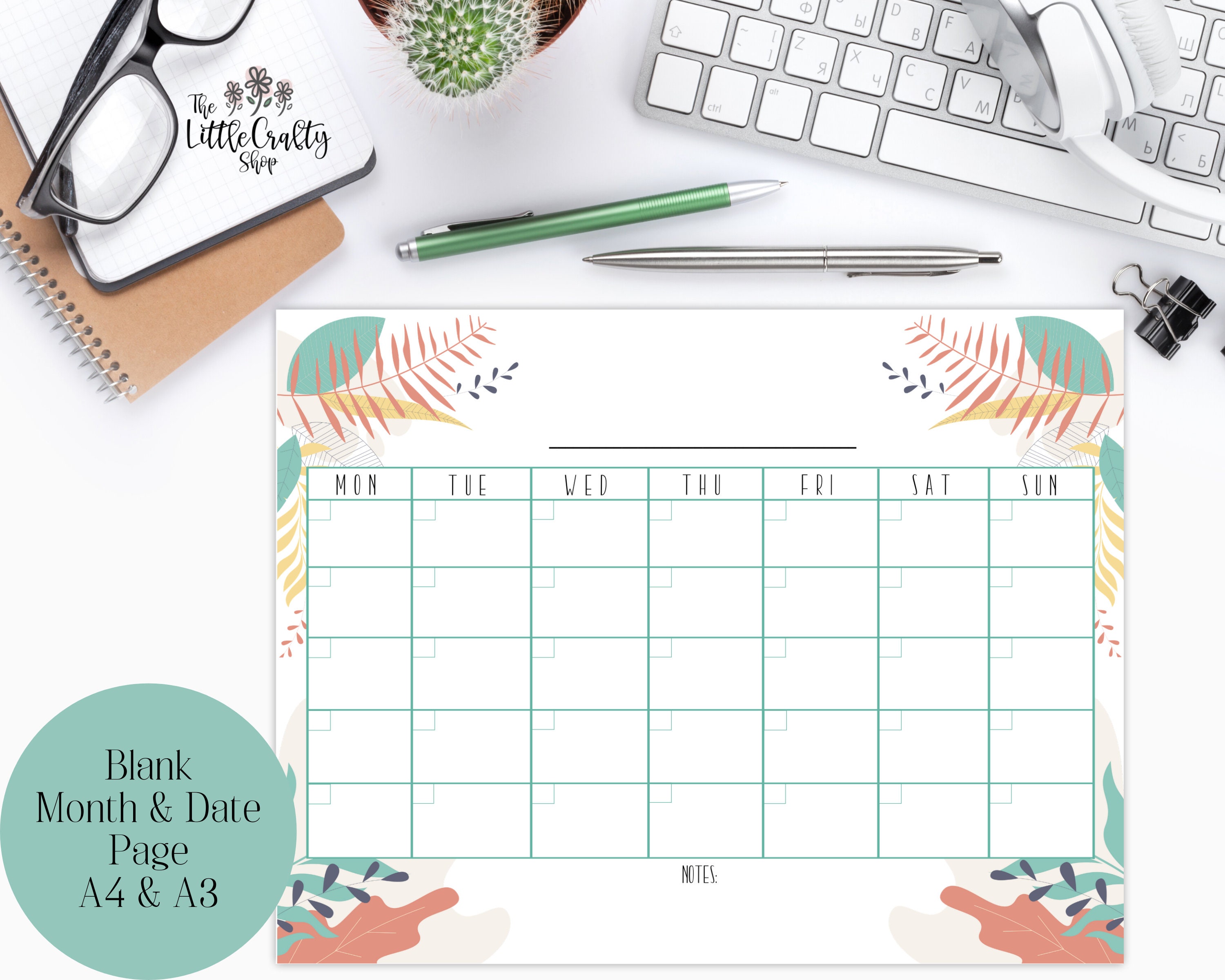 Undated Calendar Yearly Calendar Monthly Calendar Blank - Etsy