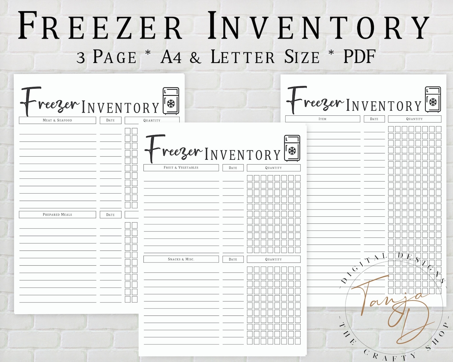 Freezer Inventory, Fillable PDF, Freezer Inventory Checklist, Kitchen ...