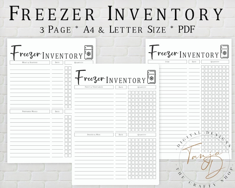 Freezer Inventory, Fillable PDF, Freezer Inventory Checklist, Kitchen ...