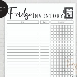 Fridge Inventory, Fillable PDF, Fridge Inventory Checklist, Kitchen ...