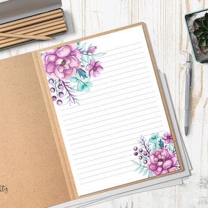 Purple Watercolor Printable Stationery Set, Letter Writing, Stationery ...