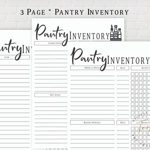 Organized Kitchen Bundle, Kitchen Inventory Printable, Pantry Inventory ...