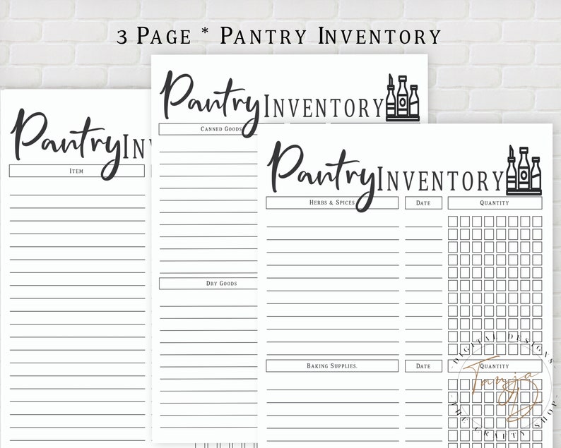 Organized Kitchen Bundle, Kitchen Inventory Printable, Pantry Inventory ...