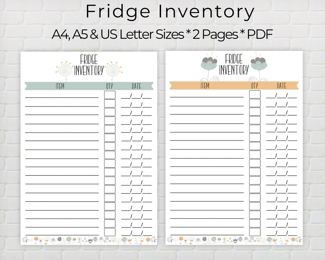 Fridge Inventory, Fillable PDF, Fridge Inventory Printable, Organized ...