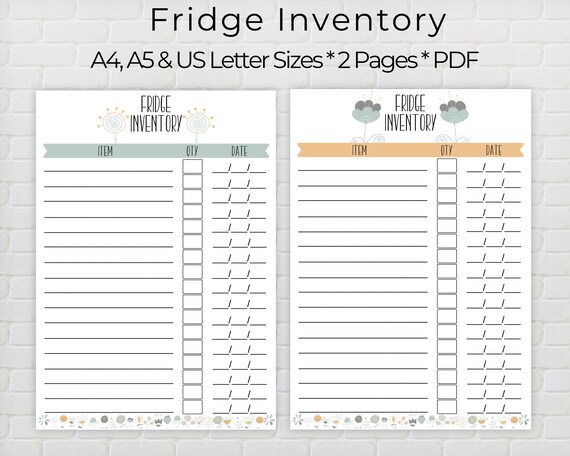 Fridge Inventory Fillable PDF Fridge Inventory Printable | Etsy