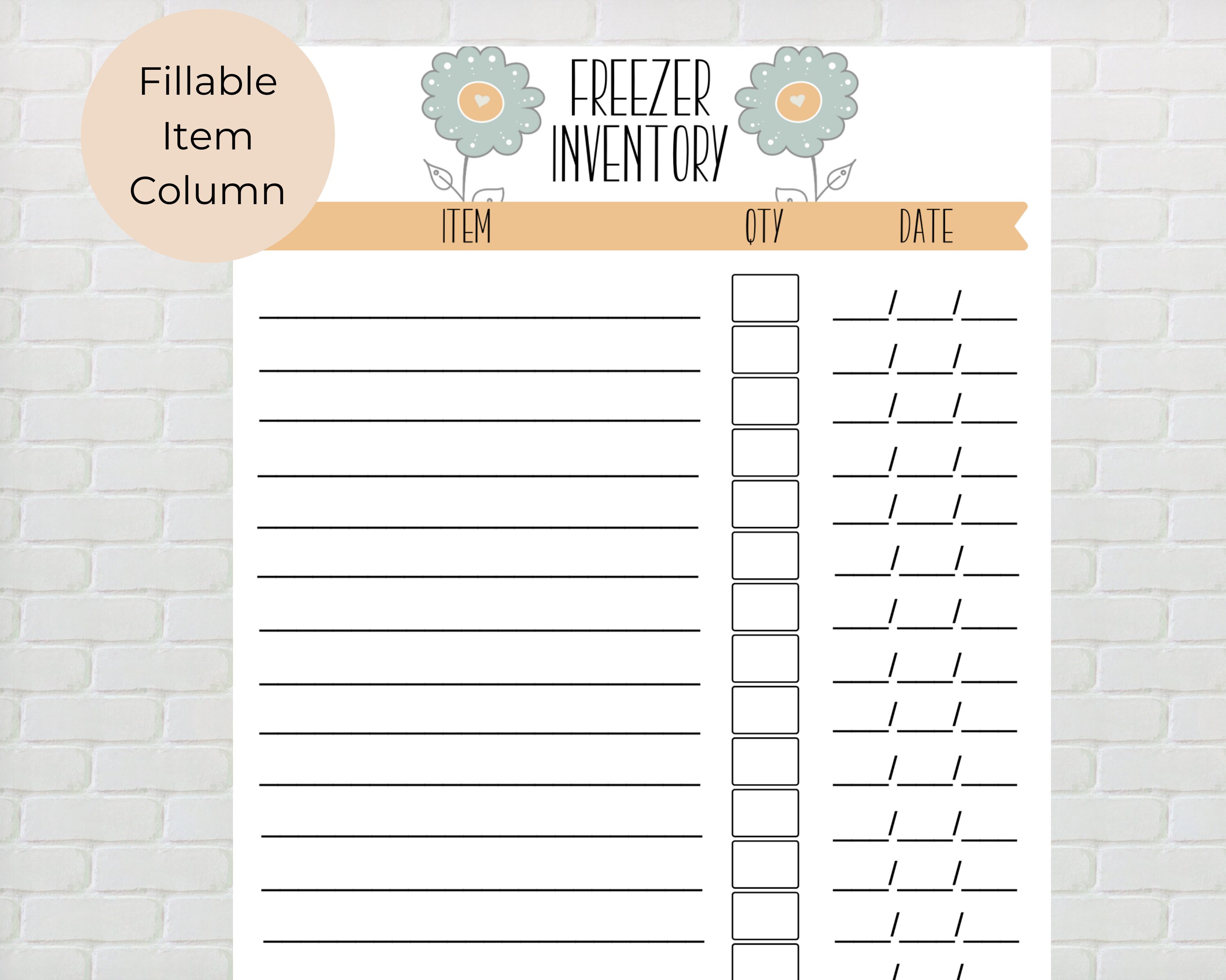 Freezer Inventory, Fillable PDF, Freezer Inventory Printable, Freezer ...