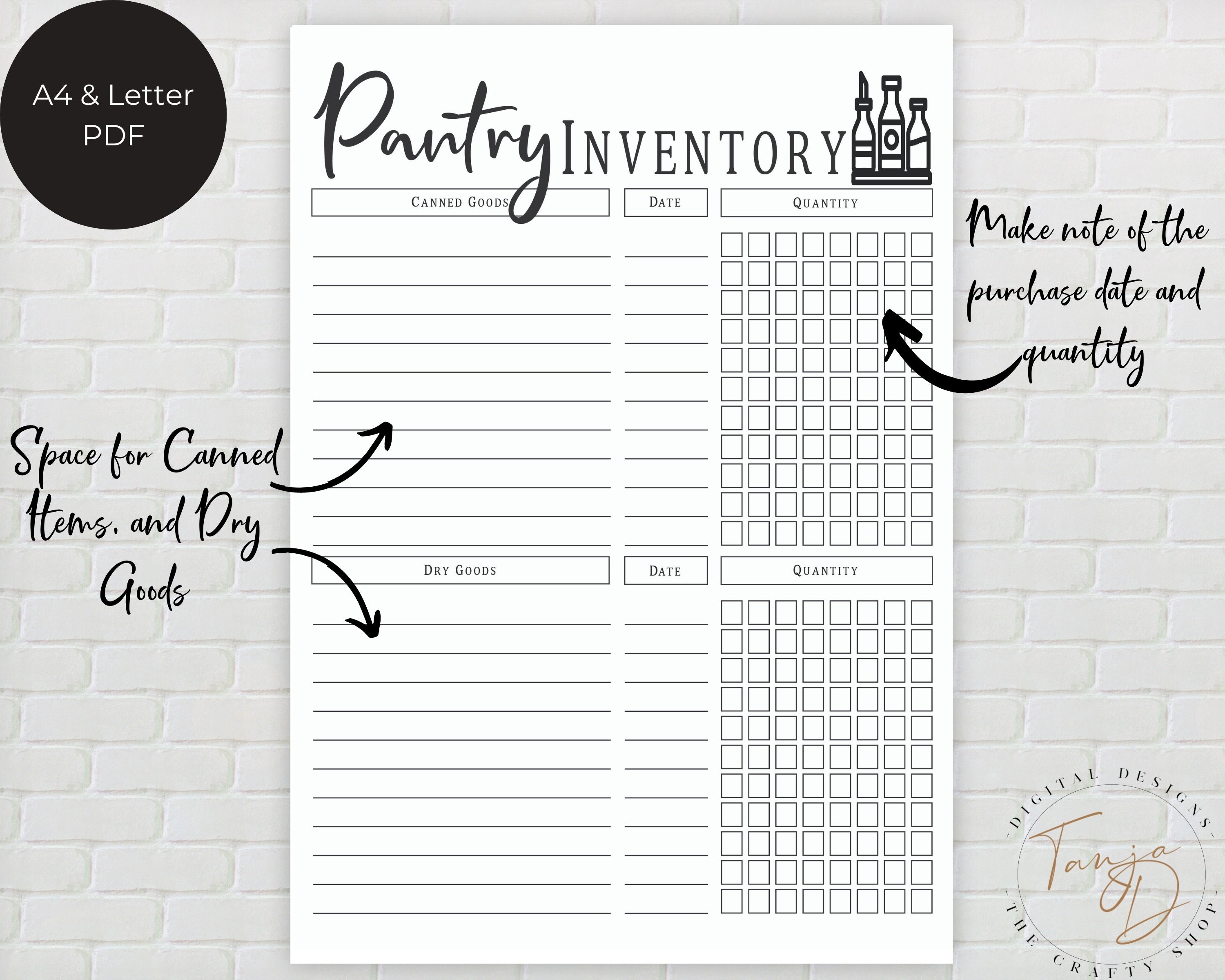 Kitchen Inventory Printable Fillable PDF Pantry Inventory - Etsy