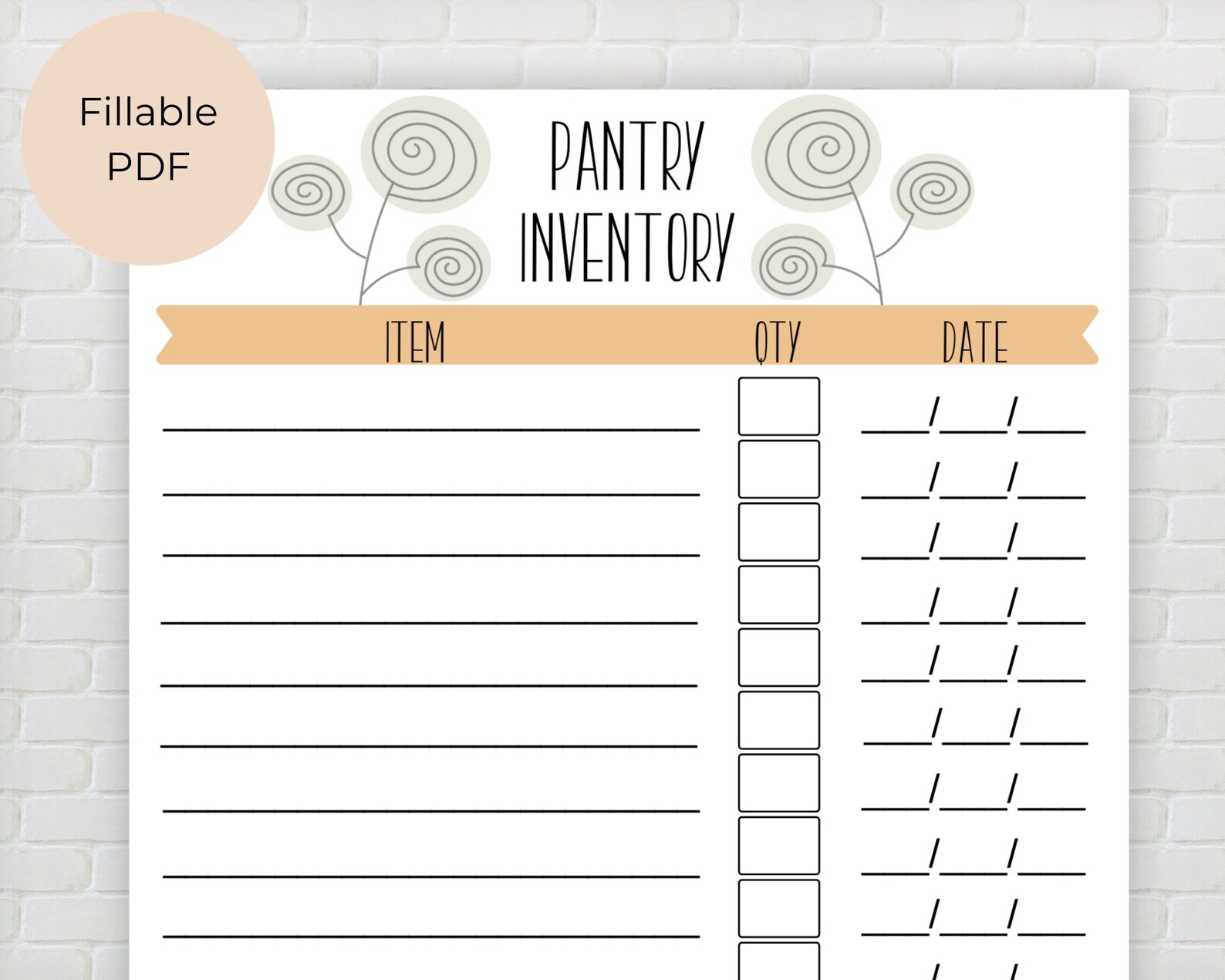Pantry Inventory, Fillable PDF, Pantry Organization Page, PDF Printable ...