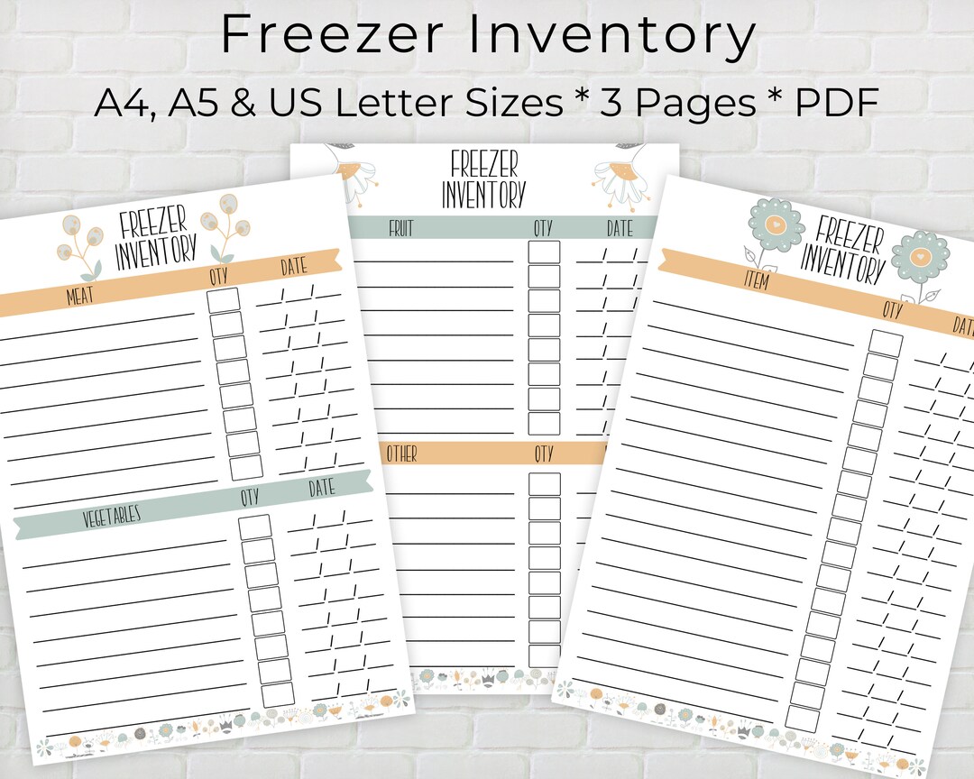 Freezer Inventory, Fillable PDF, Freezer Inventory Printable, Freezer ...