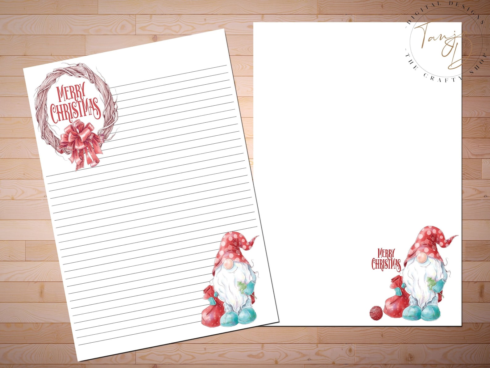 Christmas Printable Stationery Set, Christmas Gnome, Gnomes, Printable ...
