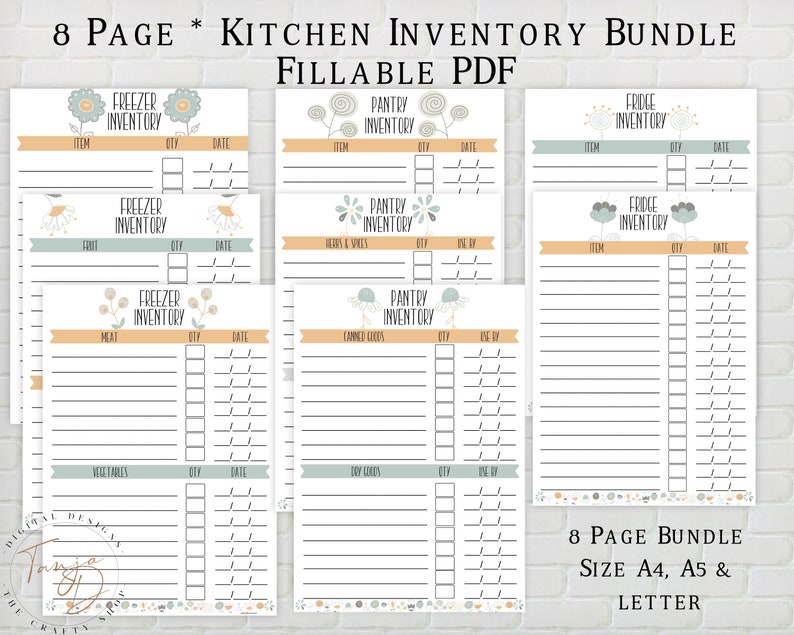 Kitchen Inventory Printable Fillable PDF Pantry Inventory | Etsy