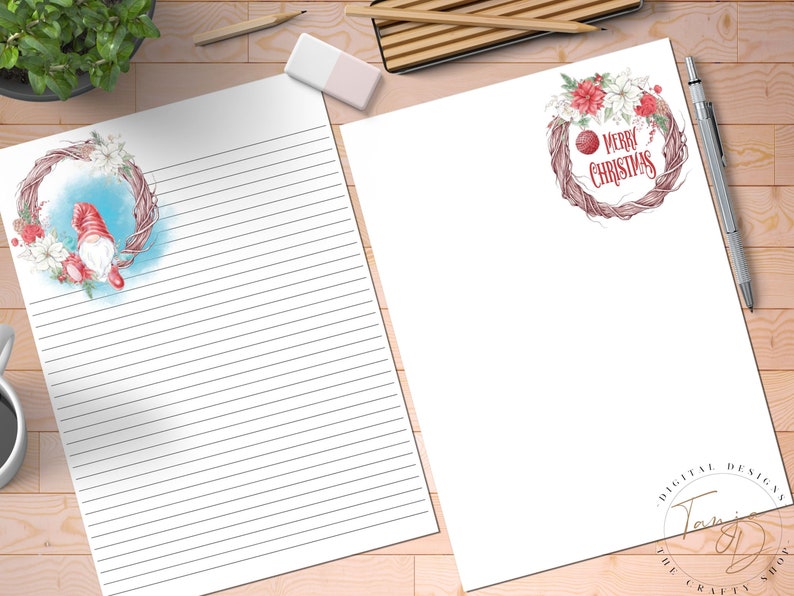 Christmas Printable Stationery Set, Christmas Gnome, Gnomes, Printable ...