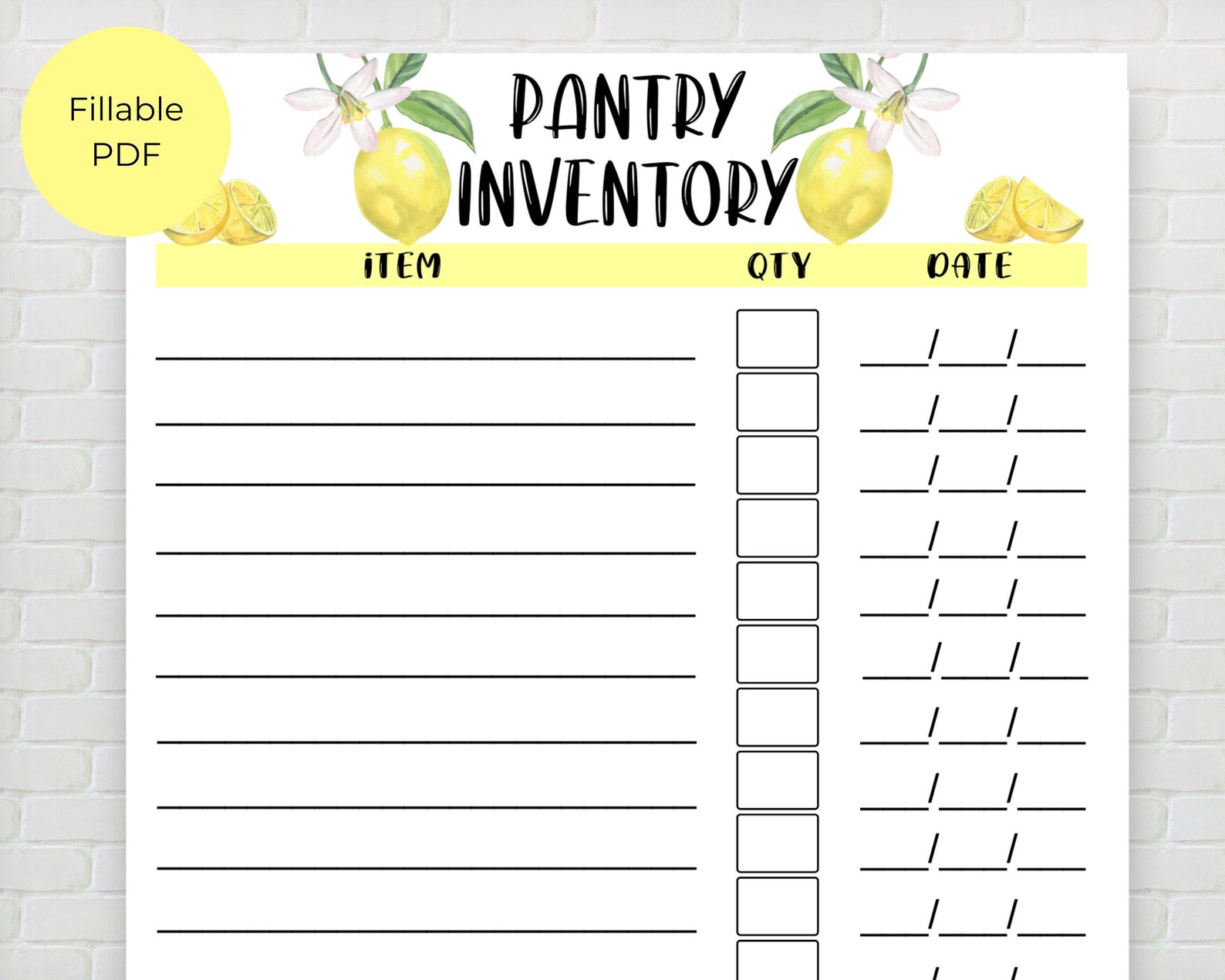 Pantry Inventory, Fillable PDF, Pantry Organization Page, Inventory ...