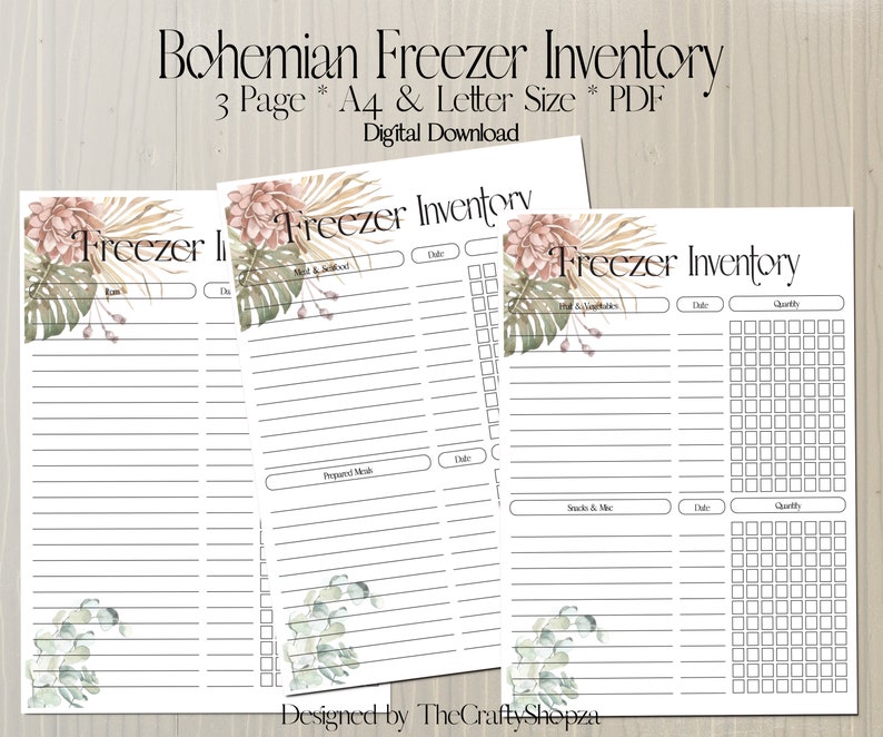 Freezer Inventory, Fillable PDF, Freezer Inventory Checklist, Kitchen ...