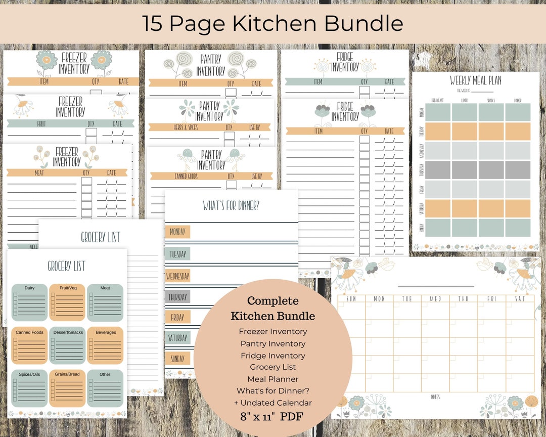 Organized Kitchen Bundle, Kitchen Inventory Printable, Pantry Inventory ...