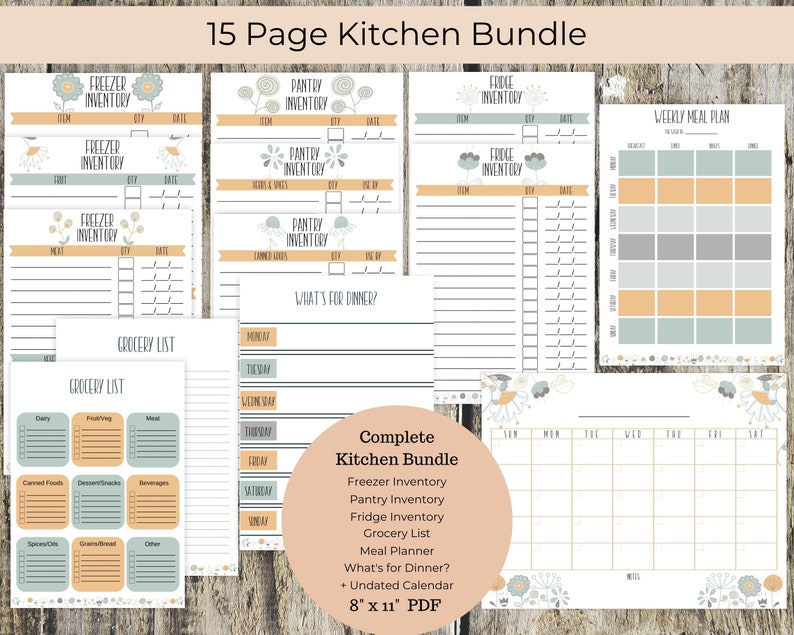 Organized Kitchen Bundle, Kitchen Inventory Printable, Pantry Inventory ...