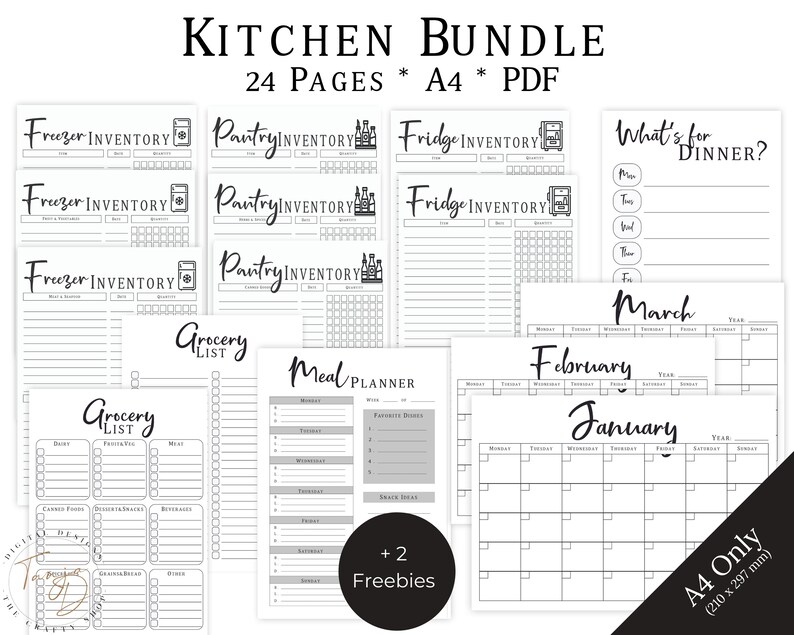Organized Kitchen Bundle, Kitchen Inventory Printable, Pantry Inventory ...