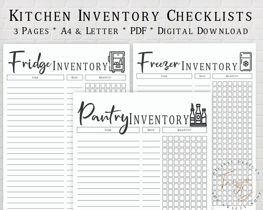 Food Inventory Printables, Fillable PDF, Pantry Inventory, Fridge ...