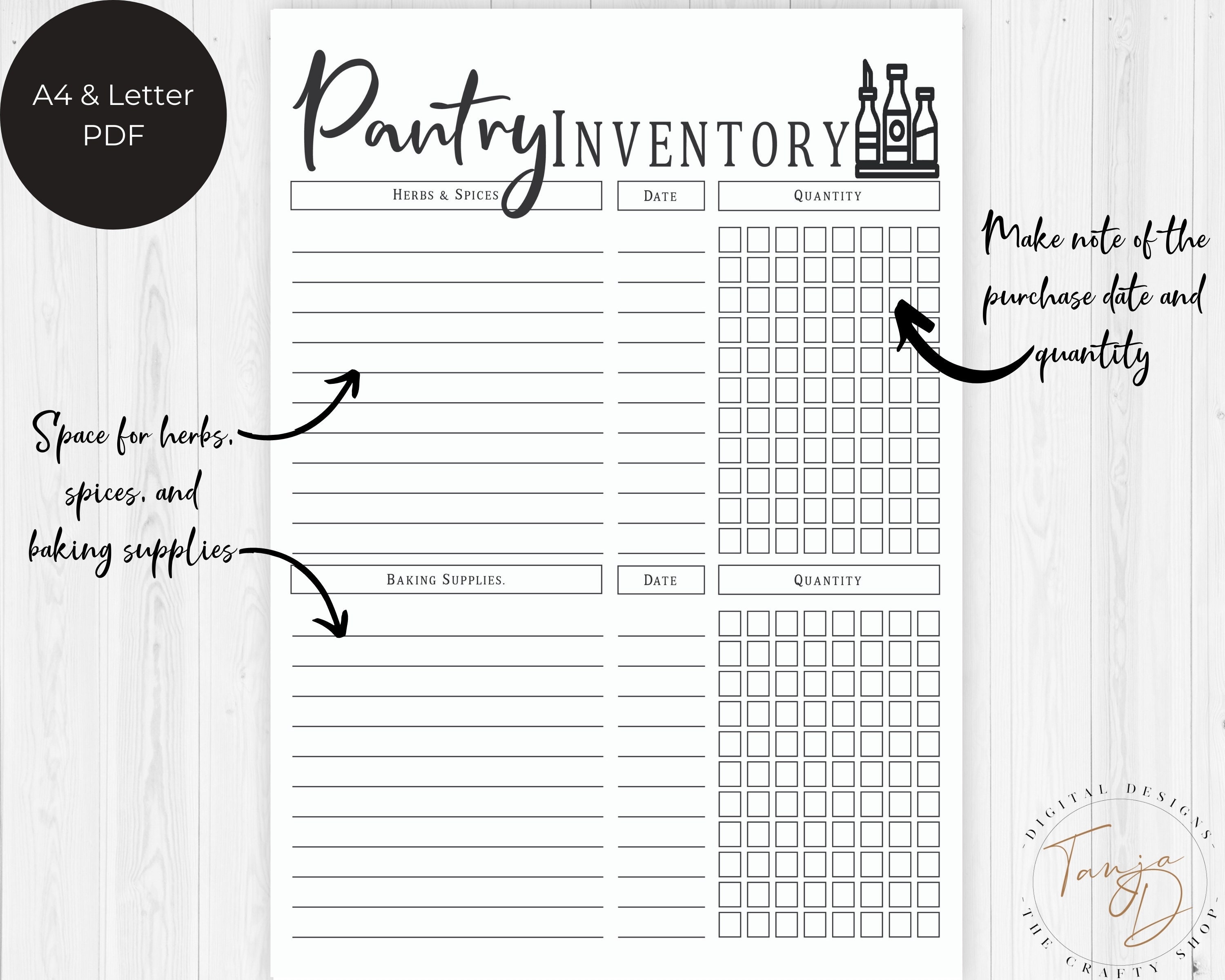 Kitchen Inventory Printable Fillable PDF Pantry Inventory - Etsy
