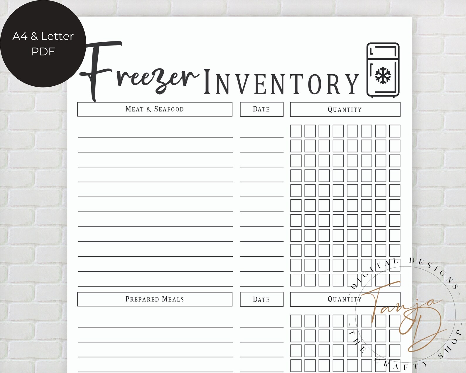 Freezer Inventory, Fillable PDF, Freezer Inventory Checklist, Kitchen ...