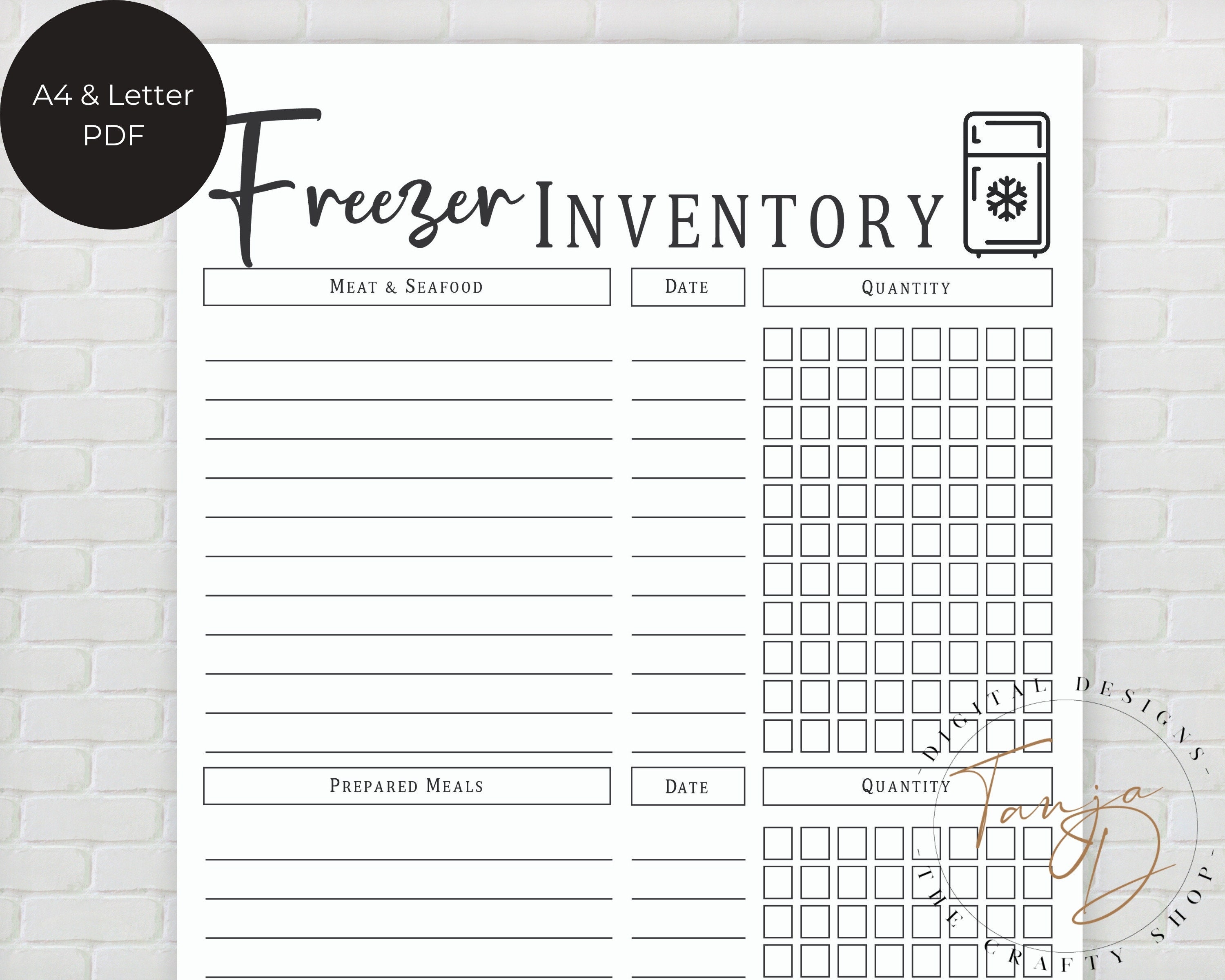 Freezer Inventory, Fillable PDF, Freezer Inventory Checklist, Kitchen ...