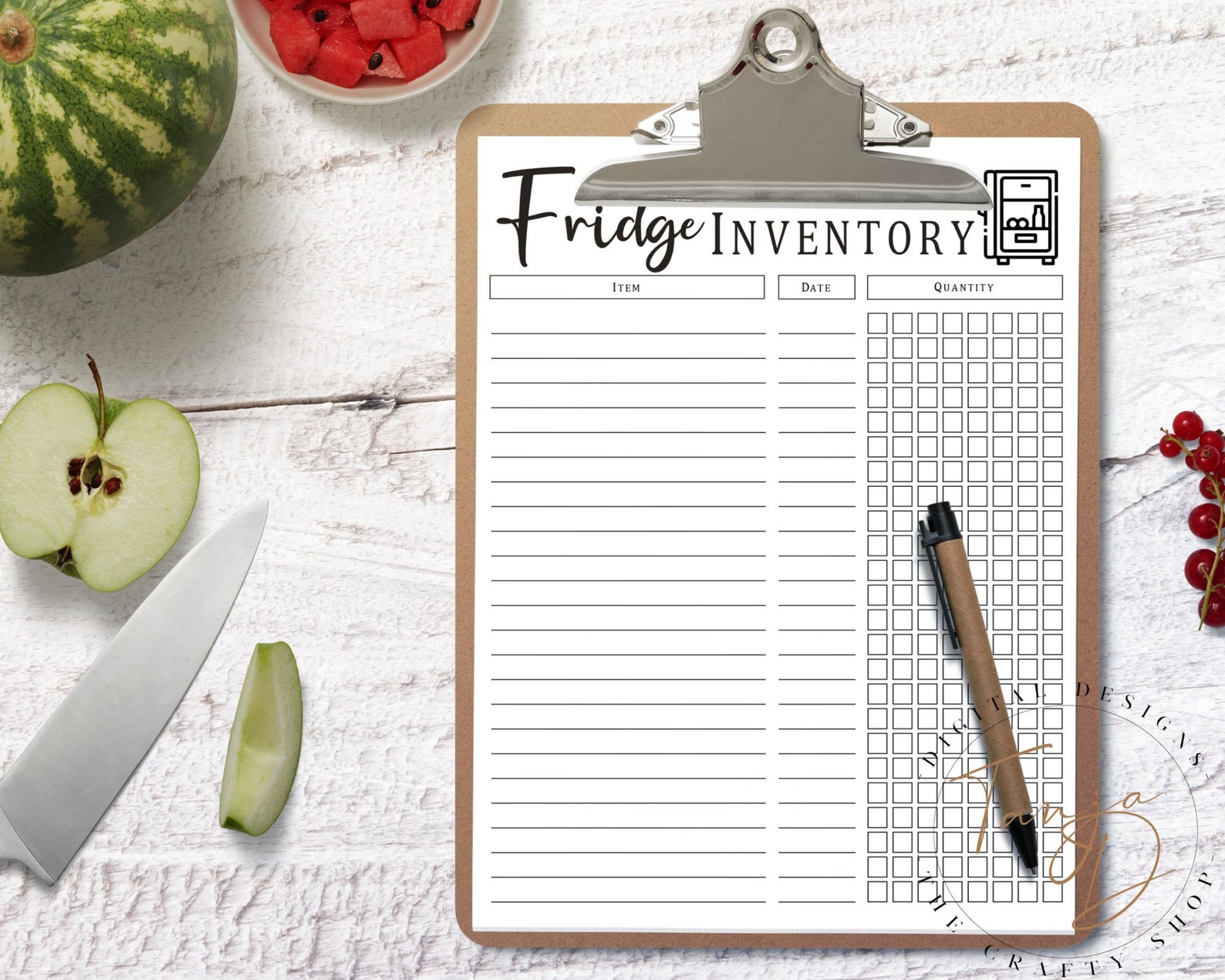 Fridge Inventory, Fillable PDF, Fridge Inventory Checklist, Kitchen ...