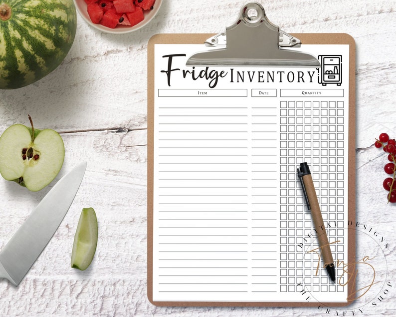 Fridge Inventory, Fillable PDF, Fridge Inventory Checklist, Kitchen ...