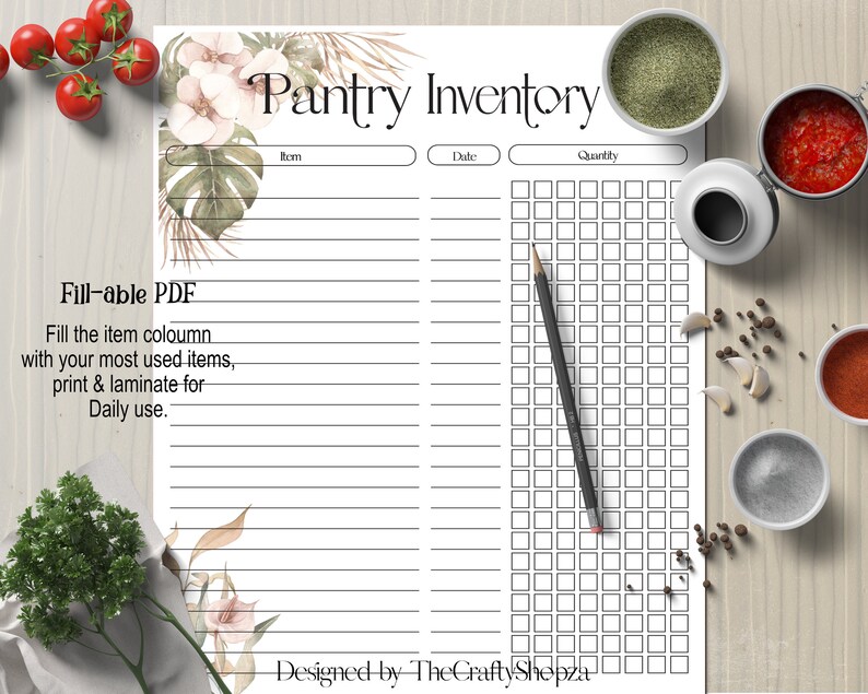 Kitchen Inventory Printable Editable Printable Pantry - Etsy
