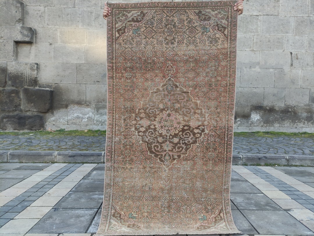 Muted Oriental Rug , 3x6 Kitchen Rug , 3.25'' X 6.04 Runner Rug , Area ...