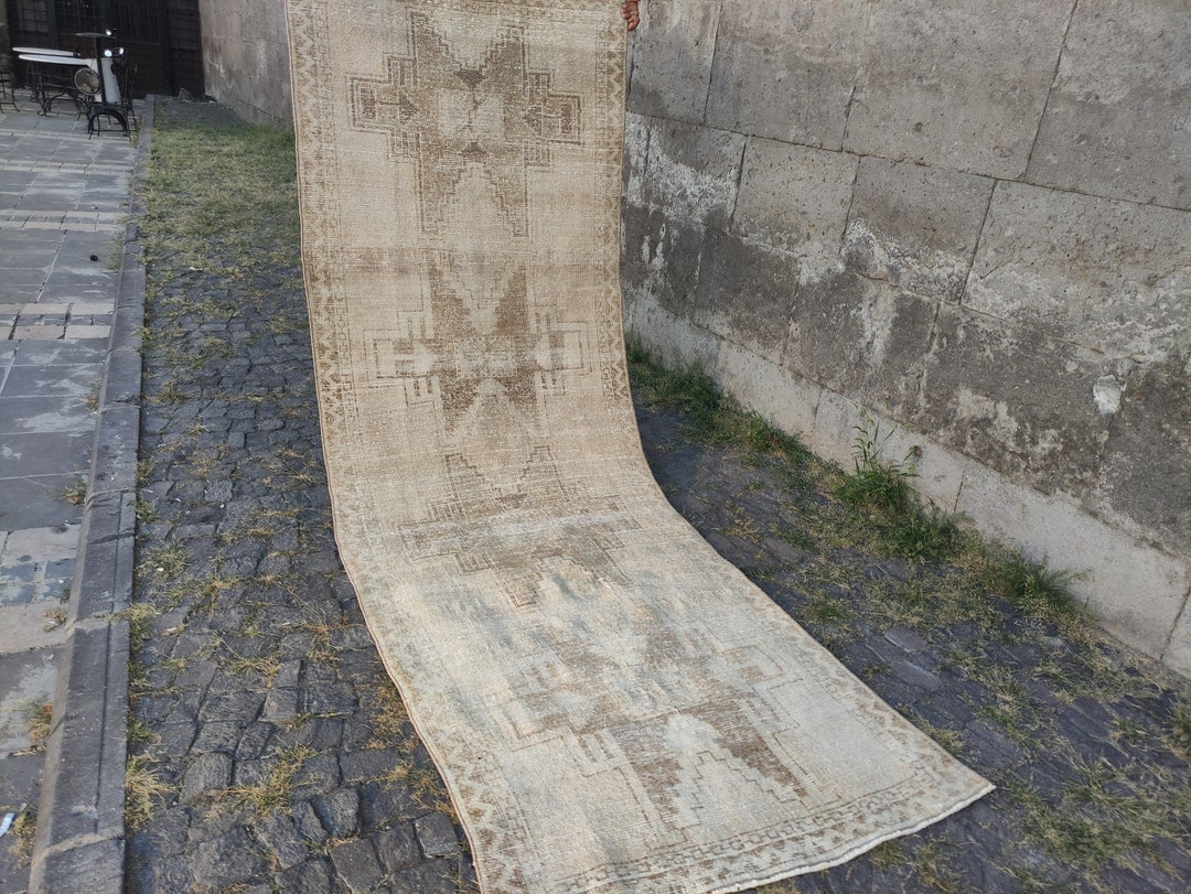 4x11 Star Motif Neutral Ghost Kitchen Rug , 3.64'' X 10.56 Huge Runner ...