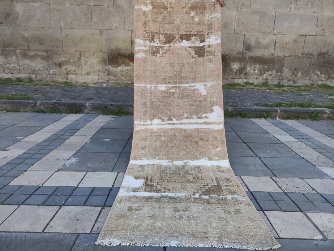 Neutral Shabby Chic Kitchen Rug , 2.56''x 8.23 Runner Rug , Hallway Rug ...