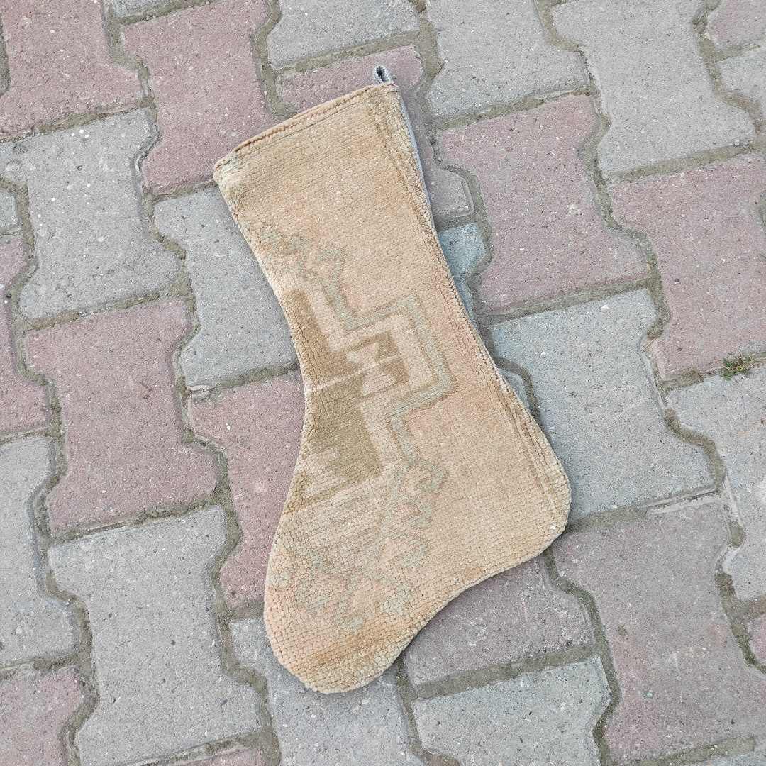 Muted Pastel Christmas Rug Stocking Pale Brown Santa Claus - Etsy