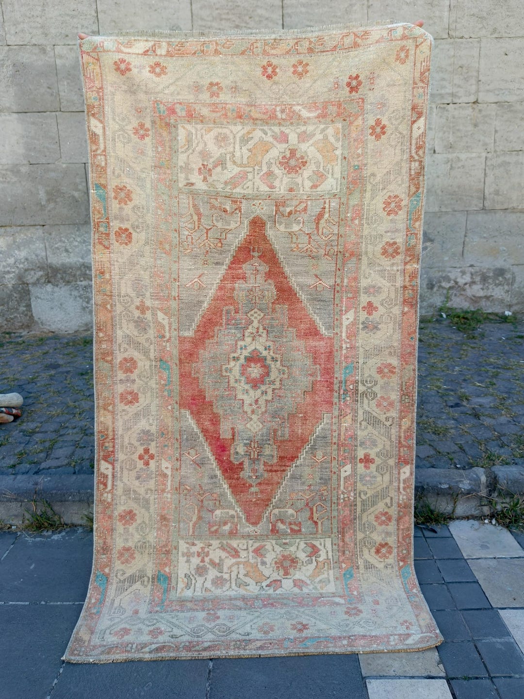 Unique Motif 3,28'' X 6,23'' Karyola Rug , Pale Red Pattern Rug 4x6 ...