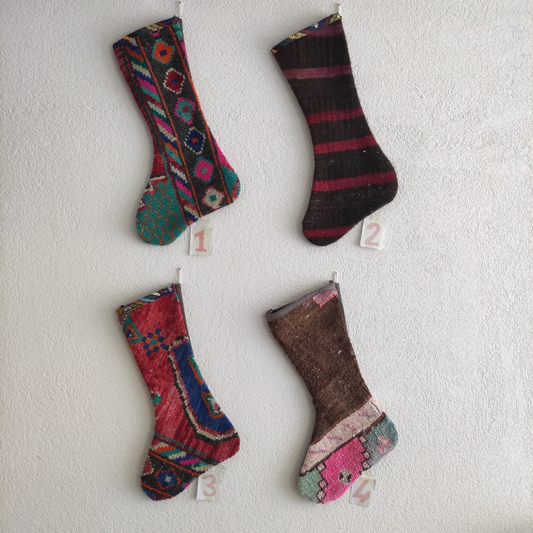 Vintage Christmas Stocking Handmade Christmas Decor Socks , Designer ...