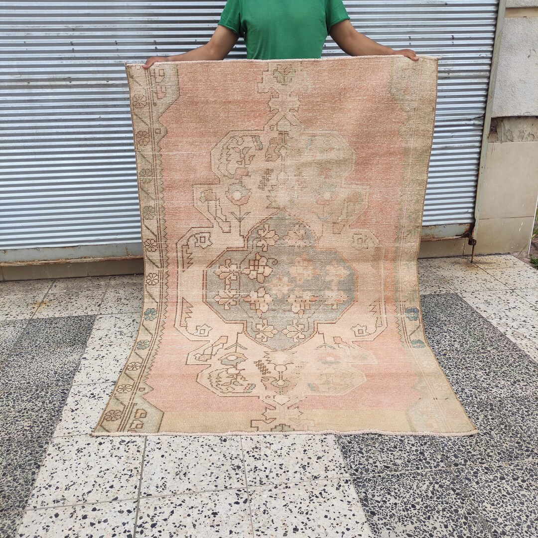 4x6 Cappadocian Rug , Old Area Rug , 4.2'' X 6.13'' Blush , Colorful ...
