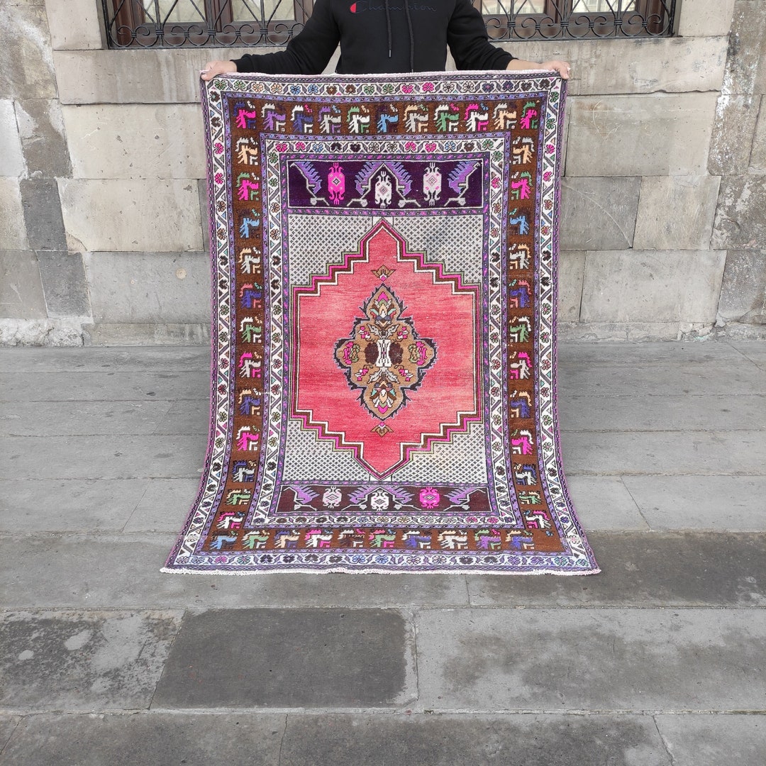 Unique Turkish Nigde Kars Rug , Colorful Carpet , 3.64'' X 5.74 ...