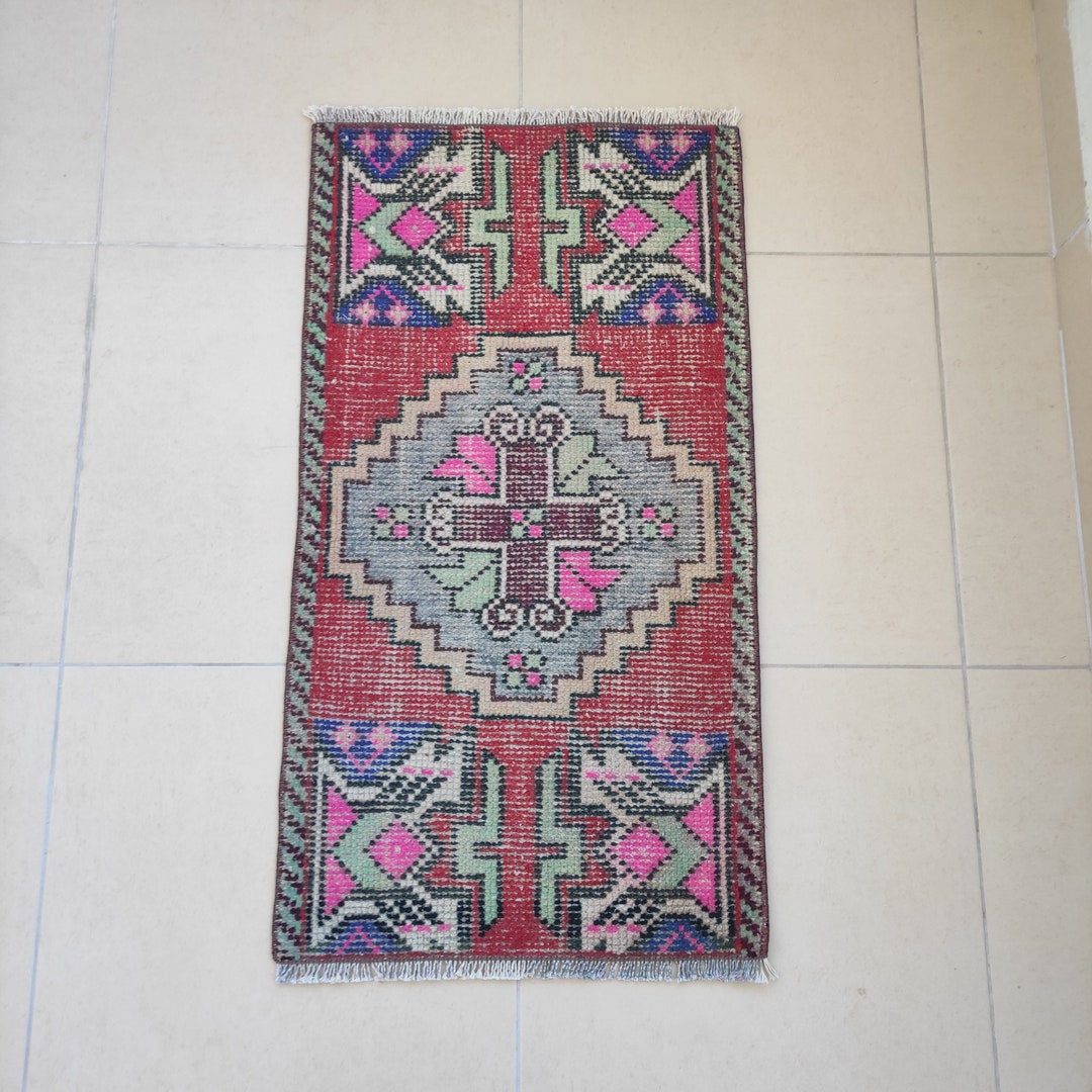 2x3 Cross , Colorful Mini Rug , Kids Room Rug , 1.54''x 2.89'' Bathroom ...