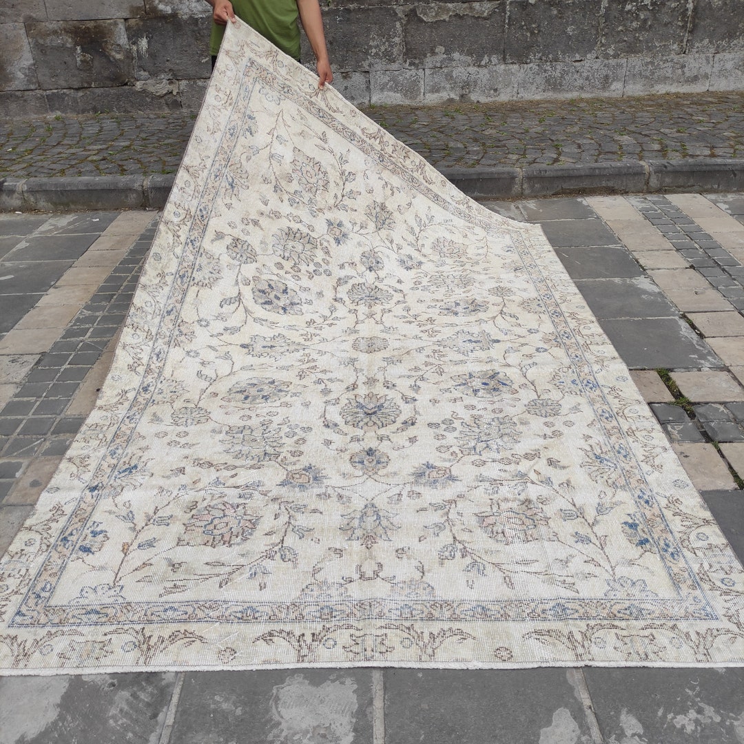 6x9 Antique Washed Oversized Rug , Old Area Rug , 5.94''x 8.95'' Pastel ...