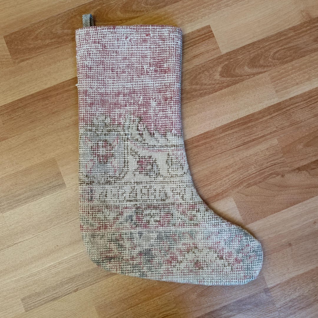 Muted Handmade Christmas Rug Stocking , Christmas Gift, , Cream , Pale ...