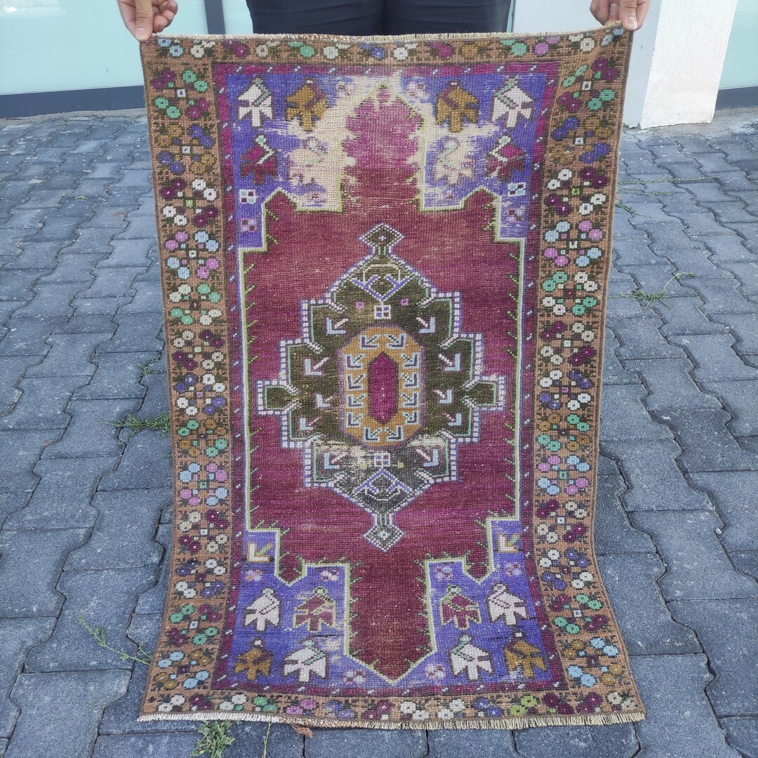 Very Old 2x4 Turkish Maden Rug, Old Mini Rug, 2.33'' X 3.61'' Antique ...